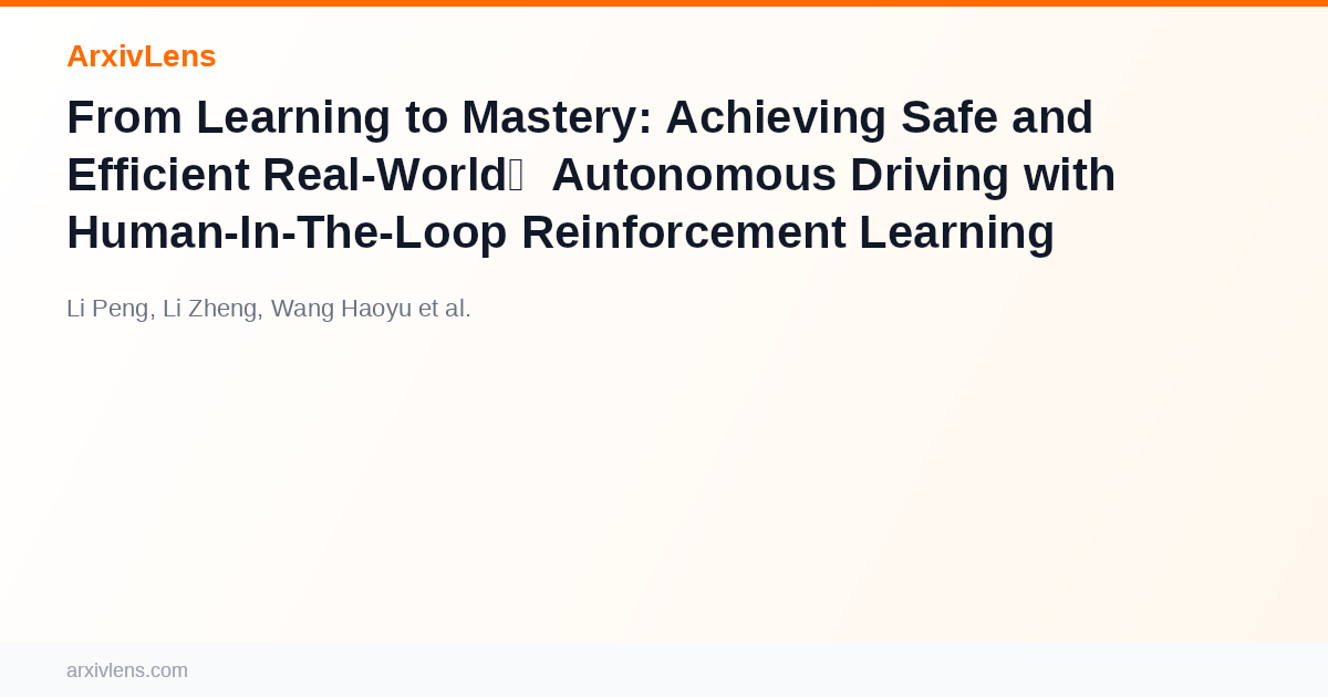 From Learning to Mastery: Achieving Safe and Efficient Real-World ...