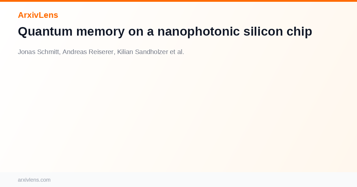 Quantum memory on a nanophotonic silicon chip - AI Research Paper ...